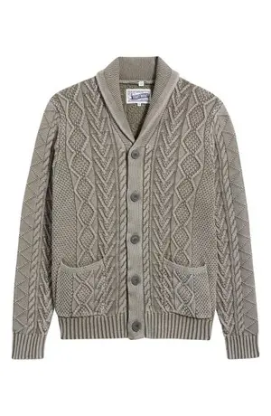 SCHOTT Shawl Collar Cable Knit Cardigan
