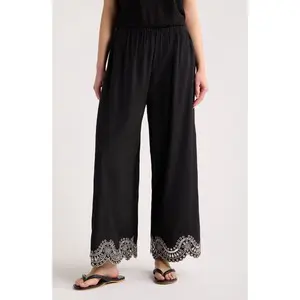 A.REN Isaly Embroidered Wide Leg Pants