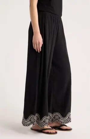 A.REN Isaly Embroidered Wide Leg Pants