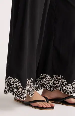A.REN Isaly Embroidered Wide Leg Pants