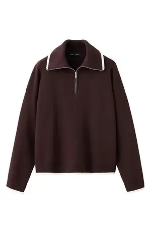 Mango Tipped Quarter Zip Sweater