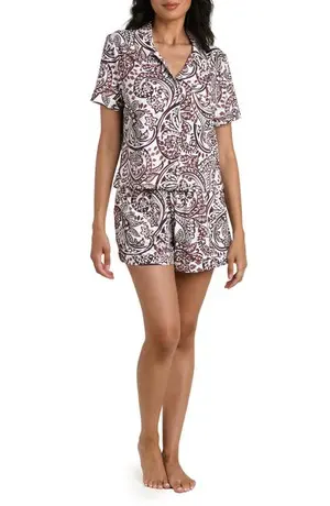 La Blanca Painted Paisley Short Sleeve Pajamas - Espresso