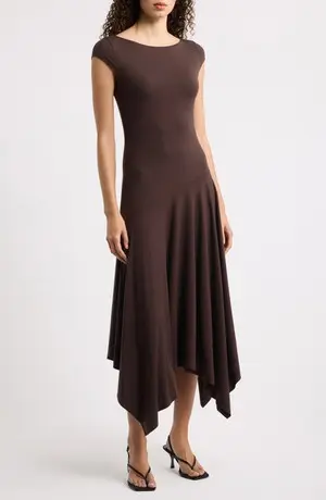 REFORMATION Danica Handkerchief Hem Knit Dress - Mole