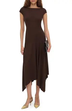 REFORMATION Danica Handkerchief Hem Knit Dress - Mole