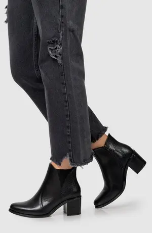 MANELA Arley Block Heel Side Up Bootie