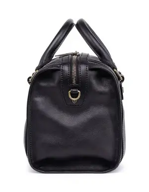 OLD TREND Mini Trunk Genuine Leather Structured Crossbody - Black