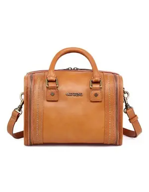 OLD TREND Mini Trunk Genuine Leather Structured Crossbody Chestnut