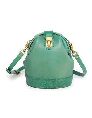 OLD TREND Doctor Genuine Leather Structured Bucket Crossbody - Mint