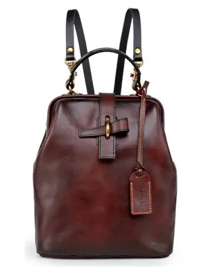 OLD TREND Pamela Genuine Leather Organized Travel Backpack Brown