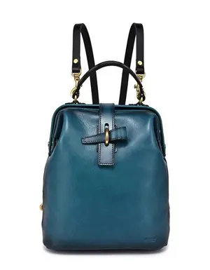 OLD TREND Pamela Genuine Leather Organized Travel Backpack - Turquoise