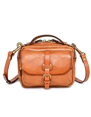OLD TREND Ficus Genuine Leather Compact Crossbody - Caramel