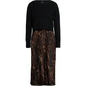 CECE DUPRAZ Pleated Slipdress With Sweater