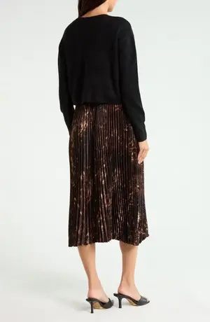 CECE DUPRAZ Pleated Slipdress With Sweater