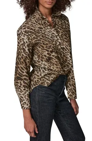 Donna Karan New York Print Cotton Voile Button-up Shirt