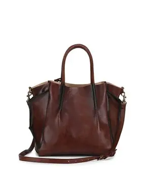 OLD TREND Sprout Land Genuine Leather Convertible Tote - Coffee
