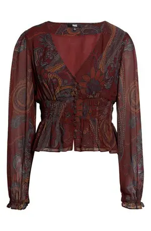 Paige Juna Smocked Ruffle Hem Top