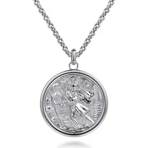GABRIEL & CO. Modern Relics Saint Christopher Medallion Necklace - Sterling Silver