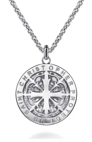 GABRIEL & CO. Modern Relics Saint Christopher Medallion Necklace