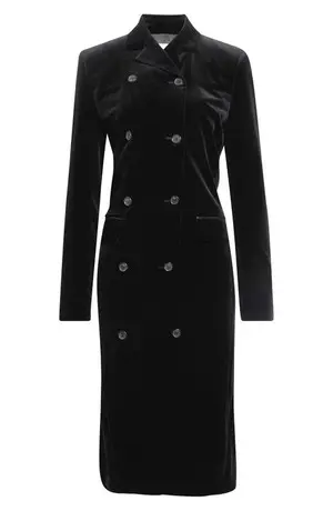 Khaite Rolon Cotton Velvet Coat - Black