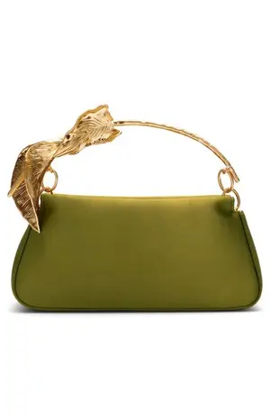 Cult Gaia Calla Top Handle Satin Clutch - Dark Chive