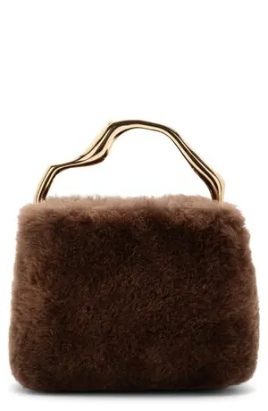 Cult Gaia Solene Mini Shearling Top Handle Bag - Luwak