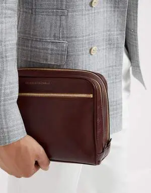 Brunello Cucinelli Logo Detailed Zipped Wash Bag