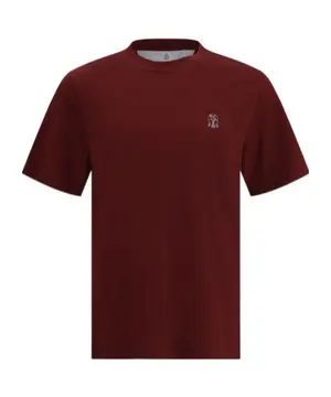 Brunello Cucinelli Logo Printed Crewneck T-shirt - Brown