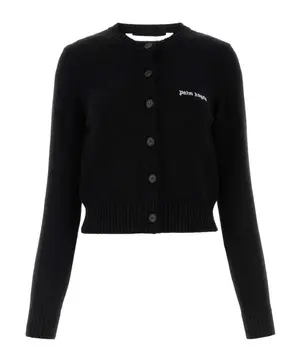 Palm Angels Logo-embroidered Buttoned Cardigan - Black