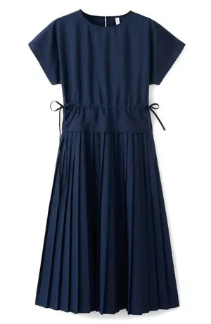 Mango Pleated A-line Dress - Navy