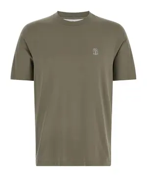Brunello Cucinelli Logo Printed Crewneck T-shirt - Green