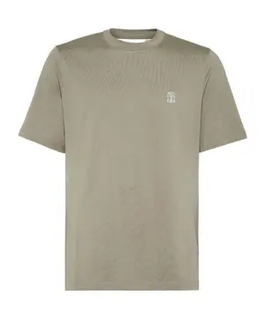 Brunello Cucinelli Logo Printed Crewneck T-shirt - Nude