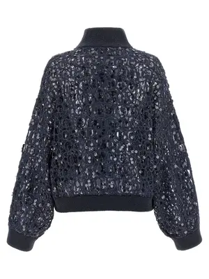 Brunello Cucinelli Dazzling Embroidered Knit Cardigan