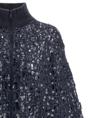 Brunello Cucinelli Dazzling Embroidered Knit Cardigan