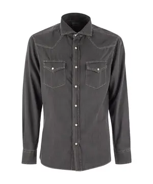 Brunello Cucinelli Buttoned Long-sleeved Shirt - Black