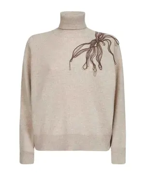 Brunello Cucinelli Monili Detailed Roll Neck Sweater