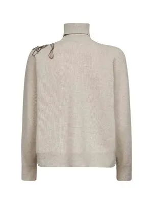 Brunello Cucinelli Monili Detailed Roll Neck Sweater