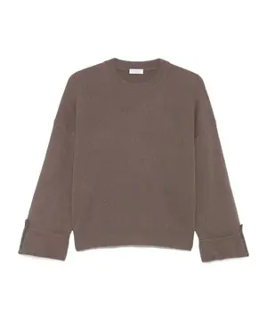 Brunello Cucinelli Monili-trim Ribbed Jumper - Green
