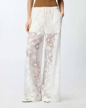 Pinko Lace Bell-bottom Pants - White