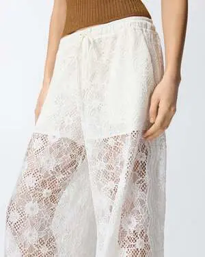Pinko Lace Bell-bottom Pants - White