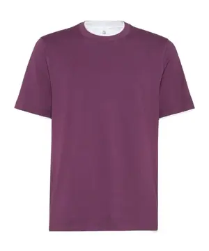 Brunello Cucinelli Layered-effect Crewneck T-shirt - Purple