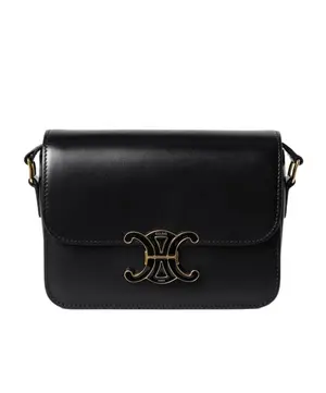 Celine Teen Triomphe Shoulder Bag With Flap - Black