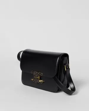 Celine Teen Triomphe Shoulder Bag With Flap - Black