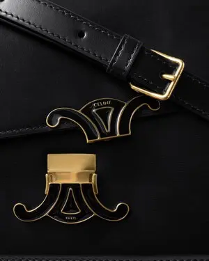 Celine Teen Triomphe Shoulder Bag With Flap - Black