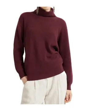 Brunello Cucinelli Turtleneck Ribbed-knit Jumper - Brown