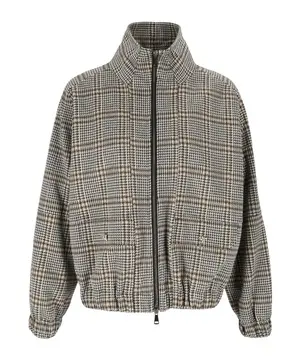 Fabiana Filippi Check-pattern Zipped Bomber Jacket - Gray