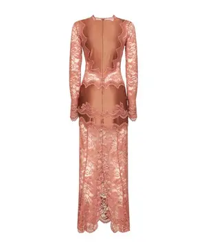 Rabanne Lace Panel Long Dress - Brown