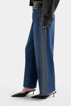 7 For All Mankind Stud-embellished Stovepipe Jeans - Blue