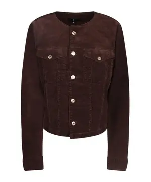7 For All Mankind Corduroy Round Neck Jacket - Black