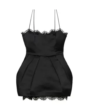 Blumarine Lace-trim Balloon Mini Dress - Black