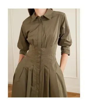 Simkhai Jazz Pintucked Cotton-blend Poplin Midi Shirt Dress - Green